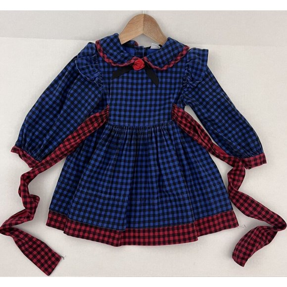 Bryan | Dresses | Vintage Bryan Girls 4 5 Dress Flannel Checked Prairie ...
